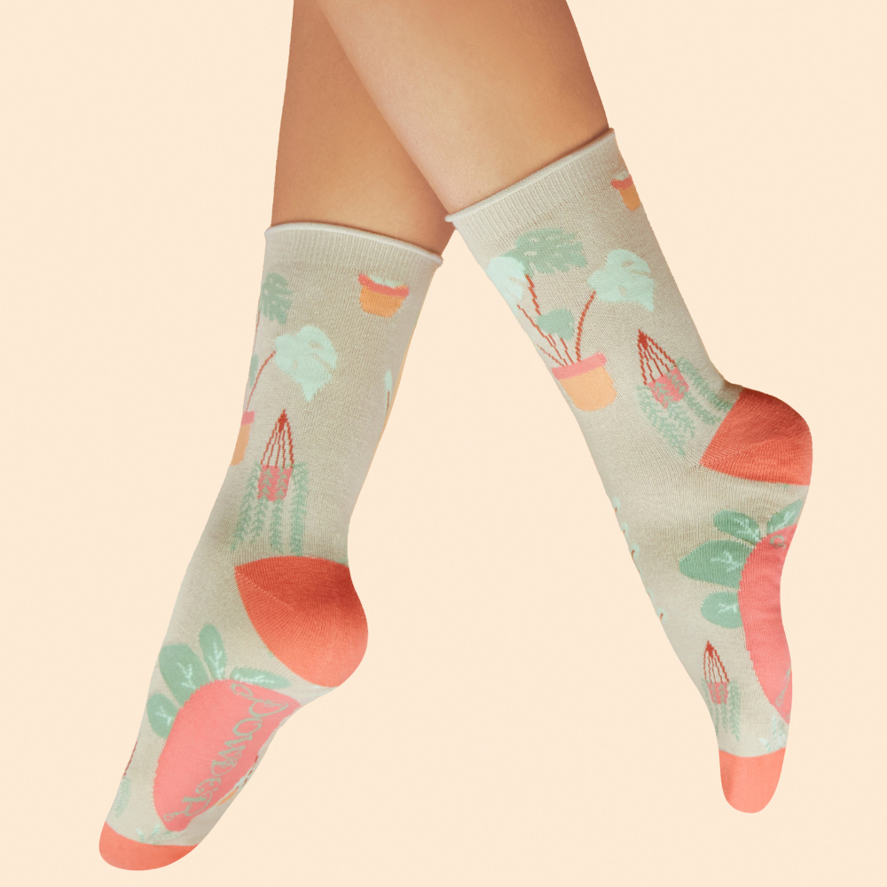 Ladies Bamboo Ankle Sock Thriving House Plant By Powder Design SS25